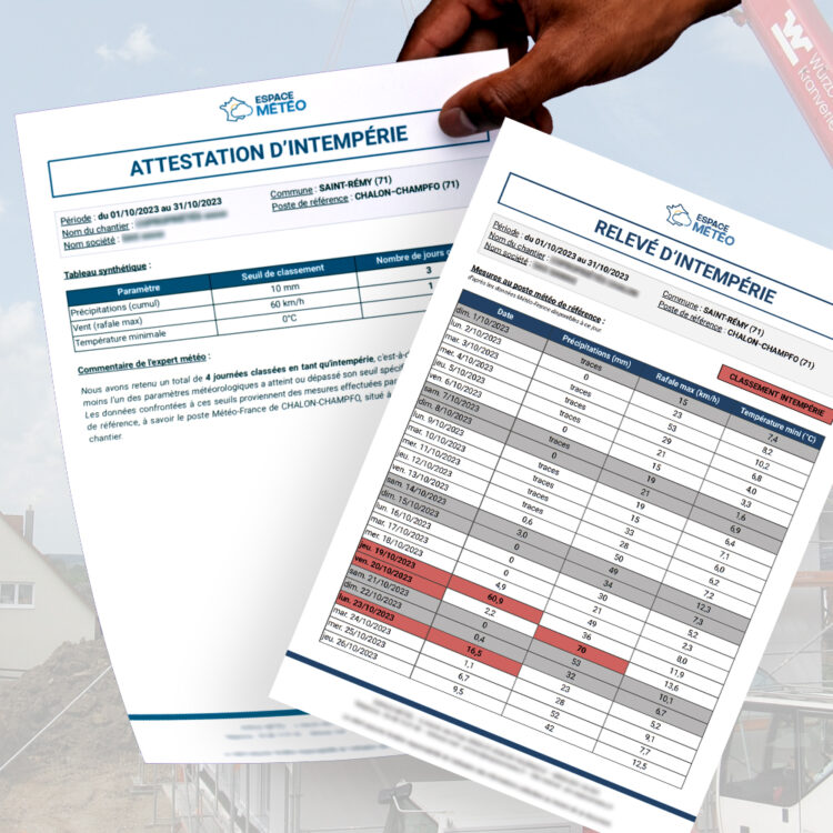 Obtenir une attestation intempérie de chantier avec relevés précis